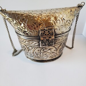 Vintage Metal Purse, Brass Purse, Metal Purse, Vintage Bag, Embossed ...