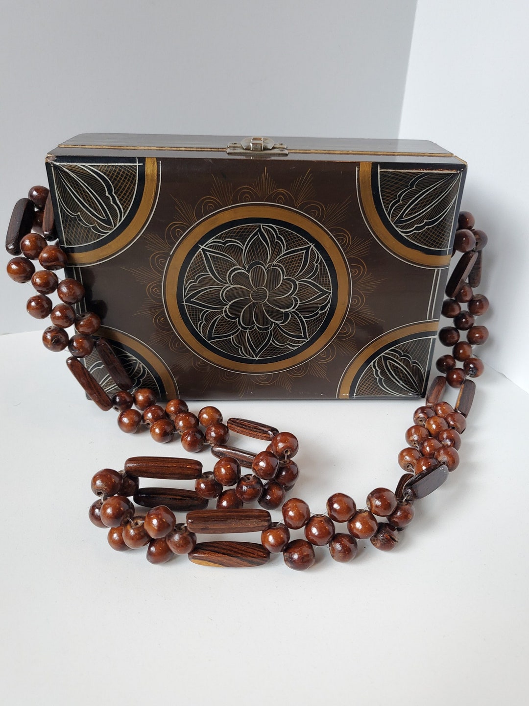 Wood Purse Vintage, Wood Box Purse, Made in Japan Purse, 70s Retro Wood ...