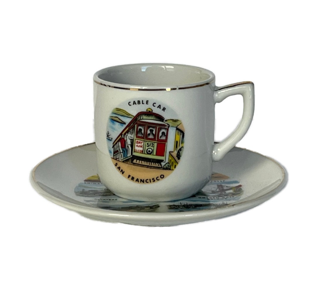 Cable Car Teacup and Saucer, San Fransisco Teacup and Saucer, Souvenir ...