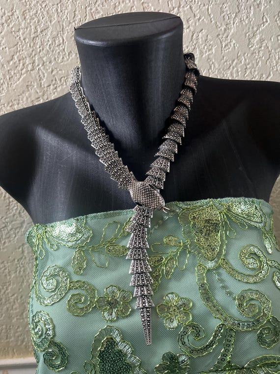 RARE Snake Necklace, Silver Serpentine Segmented Silv… - Gem
