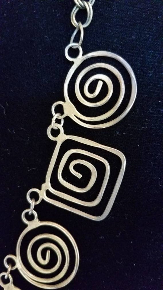 Brass swirl necklace, long necklace, necklace with un… - Gem