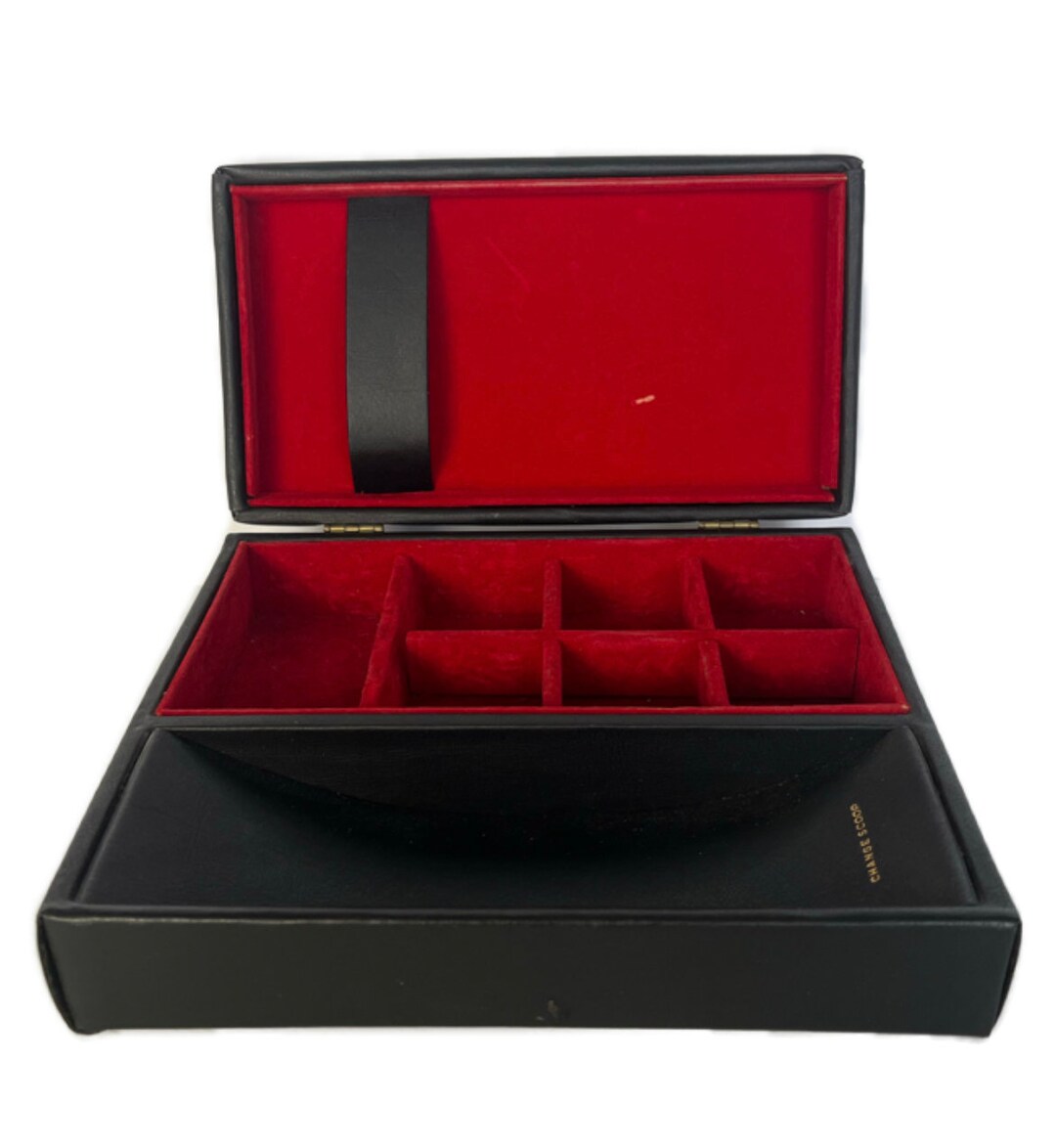 Mens Jewelry Valet, Black Jewelry Box, Nightstand Organizer, Mens Retro ...