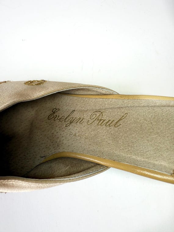 Vintage Silk Beaded Mules, Evelyn Paul Paris Heels, S… - Gem
