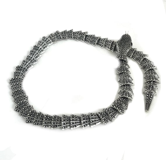 RARE Snake Necklace, Silver Serpentine Segmented Silv… - Gem