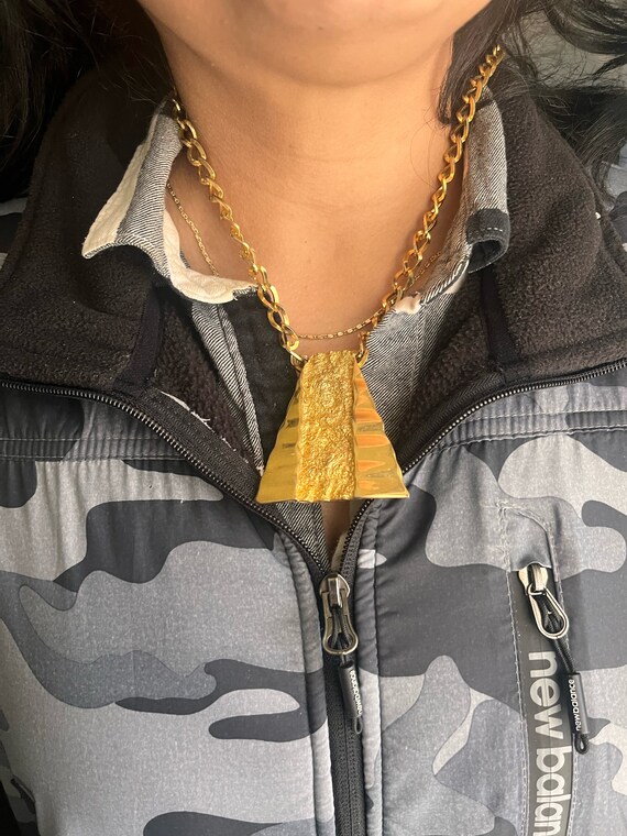 Gold Pyramid Nugget Necklace, Gold Pendant Necklace, … - Gem