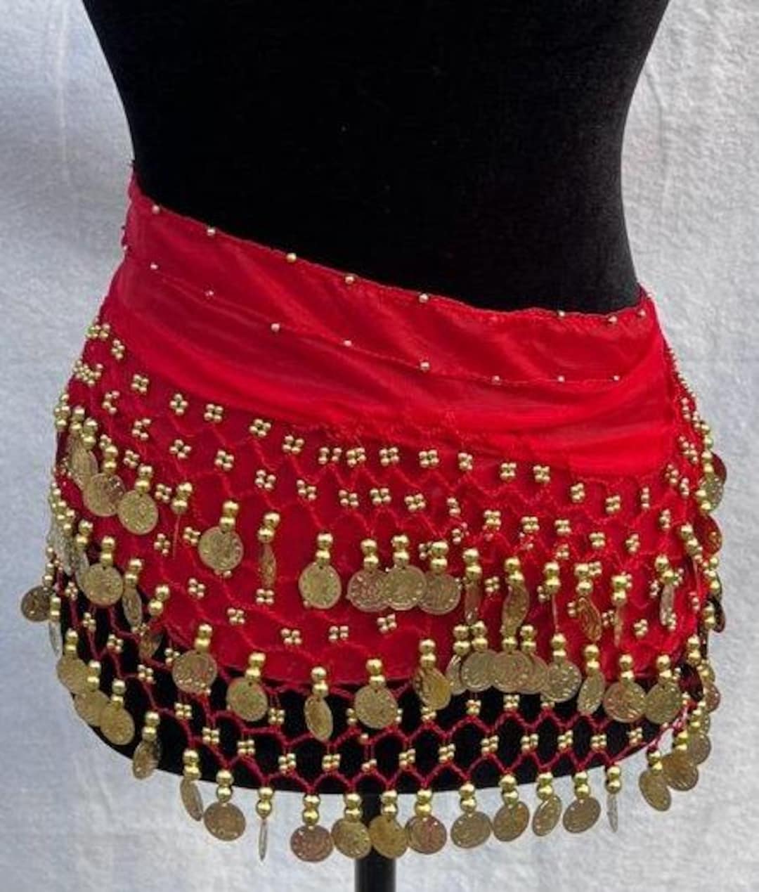 Red Coin Belt, Red Coin Belt, Scarf Belt, Belly Dancer Belt, Scarf Top ...