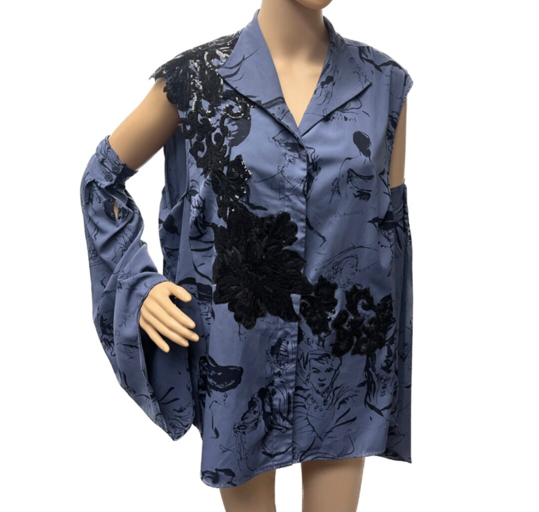 Vintage Redesigned Purple Top, Sleeveless Top With Matching Gloves ...