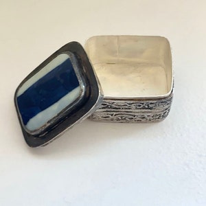 Vintage Silver Box, Blue Glass Box, Small Box, Collectors Box, Embossed ...