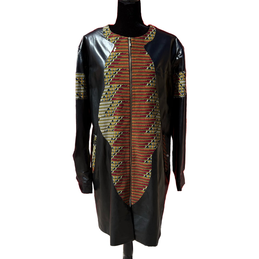 Vegan Black Leather Dress, Afripride Private Black Pattern Dress, Black ...