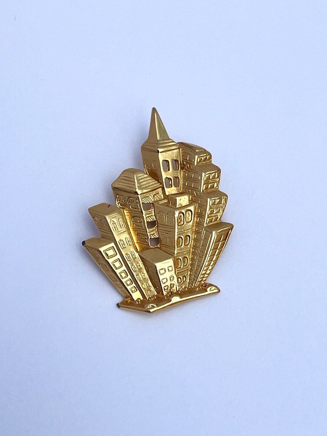 Building Pin, Building Brooch, Gold Buildings Accessory, Vintage ...
