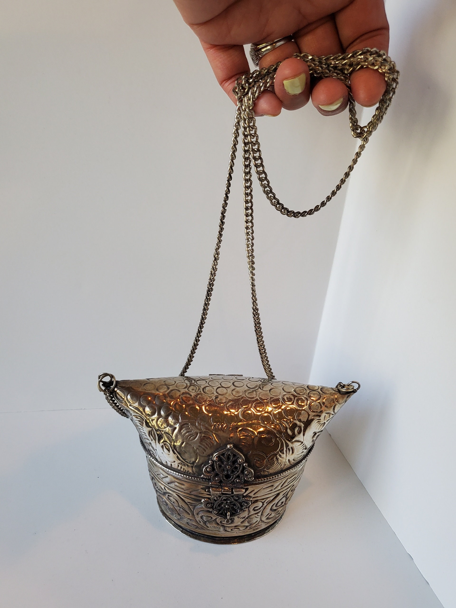 Vintage Metal Purse, Brass Purse, Metal Purse, Vintage Bag, Embossed ...