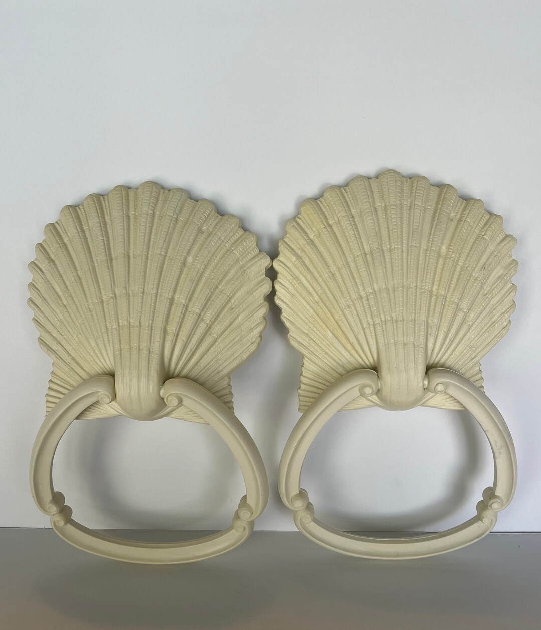 Shell Towel Hangers, Vintage Bathroom Decor, Ocean Themed Towel Hangers ...