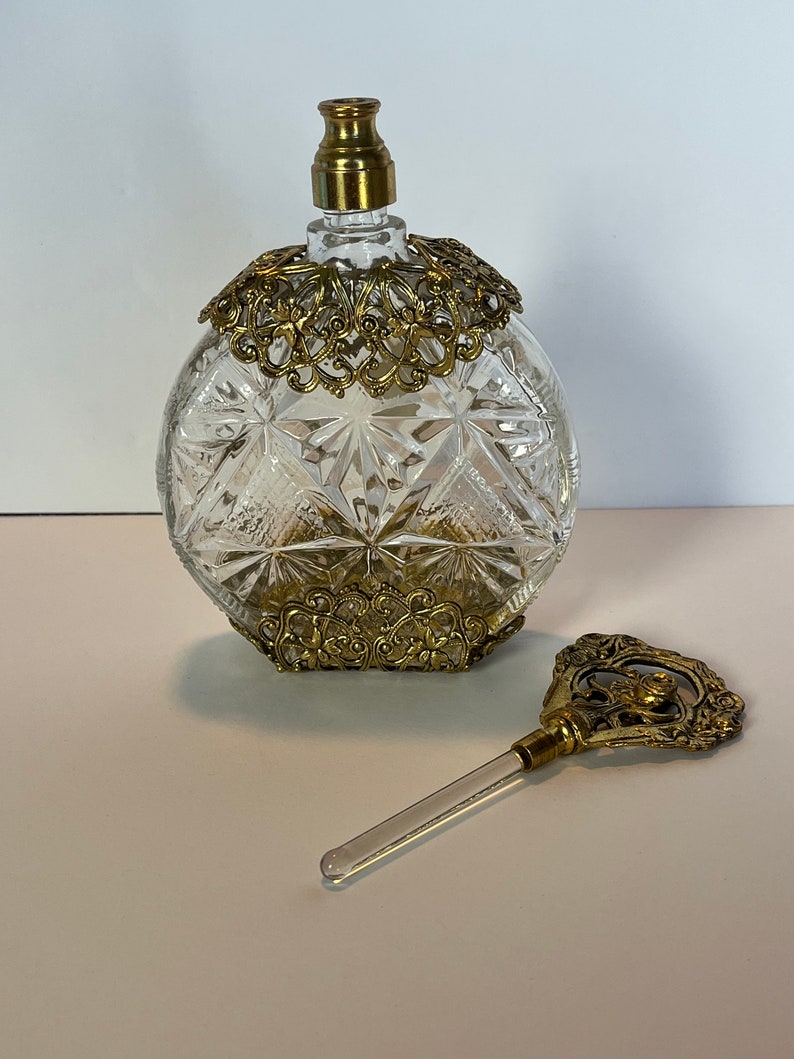 Hollywood Regency Perfume Bottle, Ornate Glass Perfume Bottle ...
