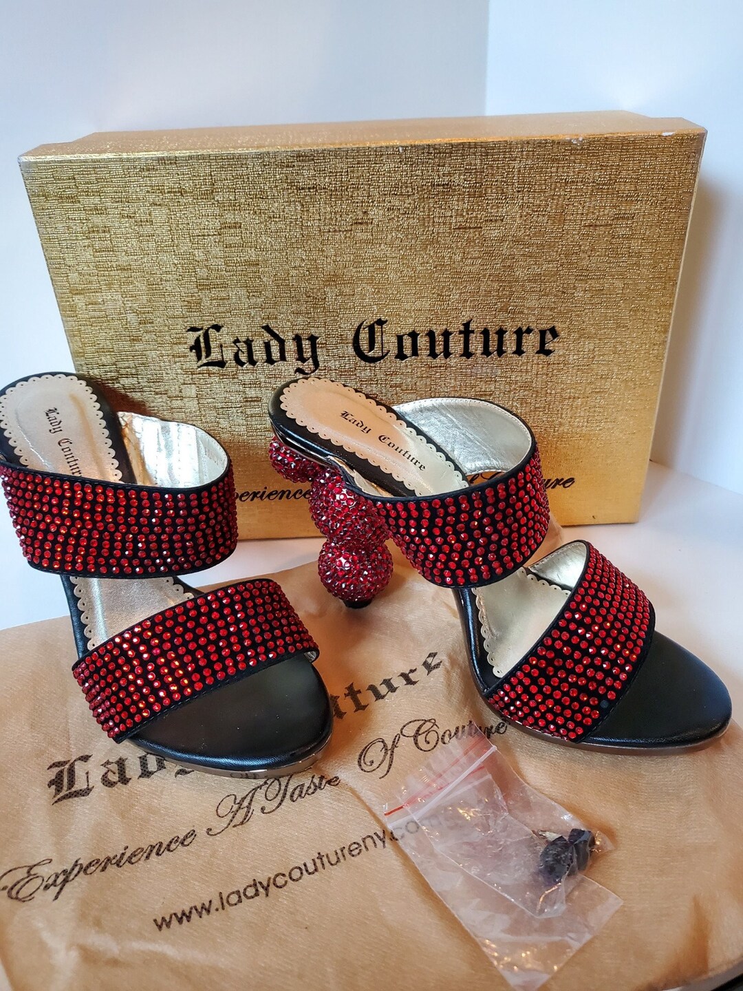 Lady Couture Red Rhinstone Heels, Designer Heels, Lady Couture Red ...