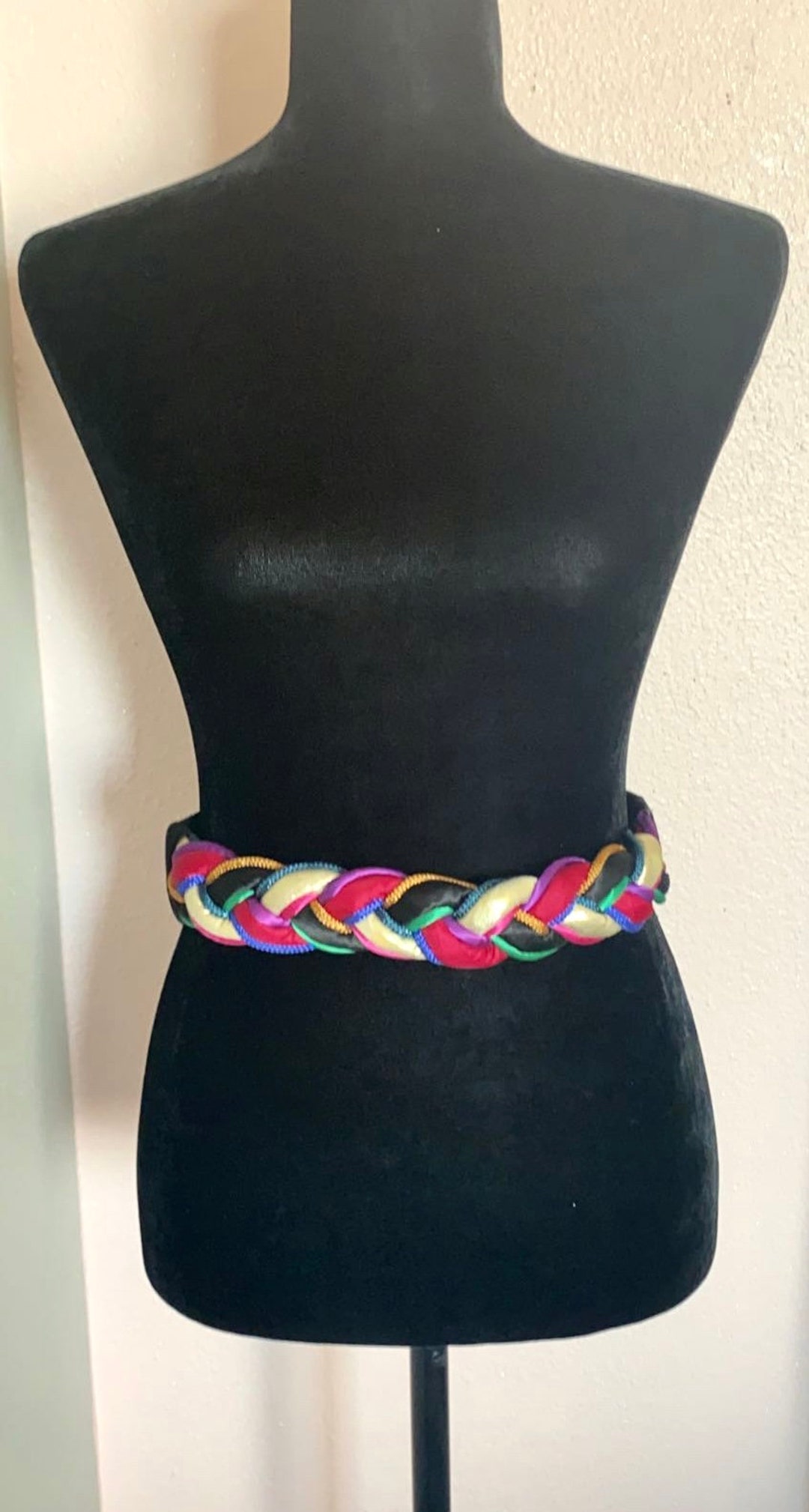 Vintage Belt, Braided Belt, Multi Bright Colored Belt, 1980's Belt ...