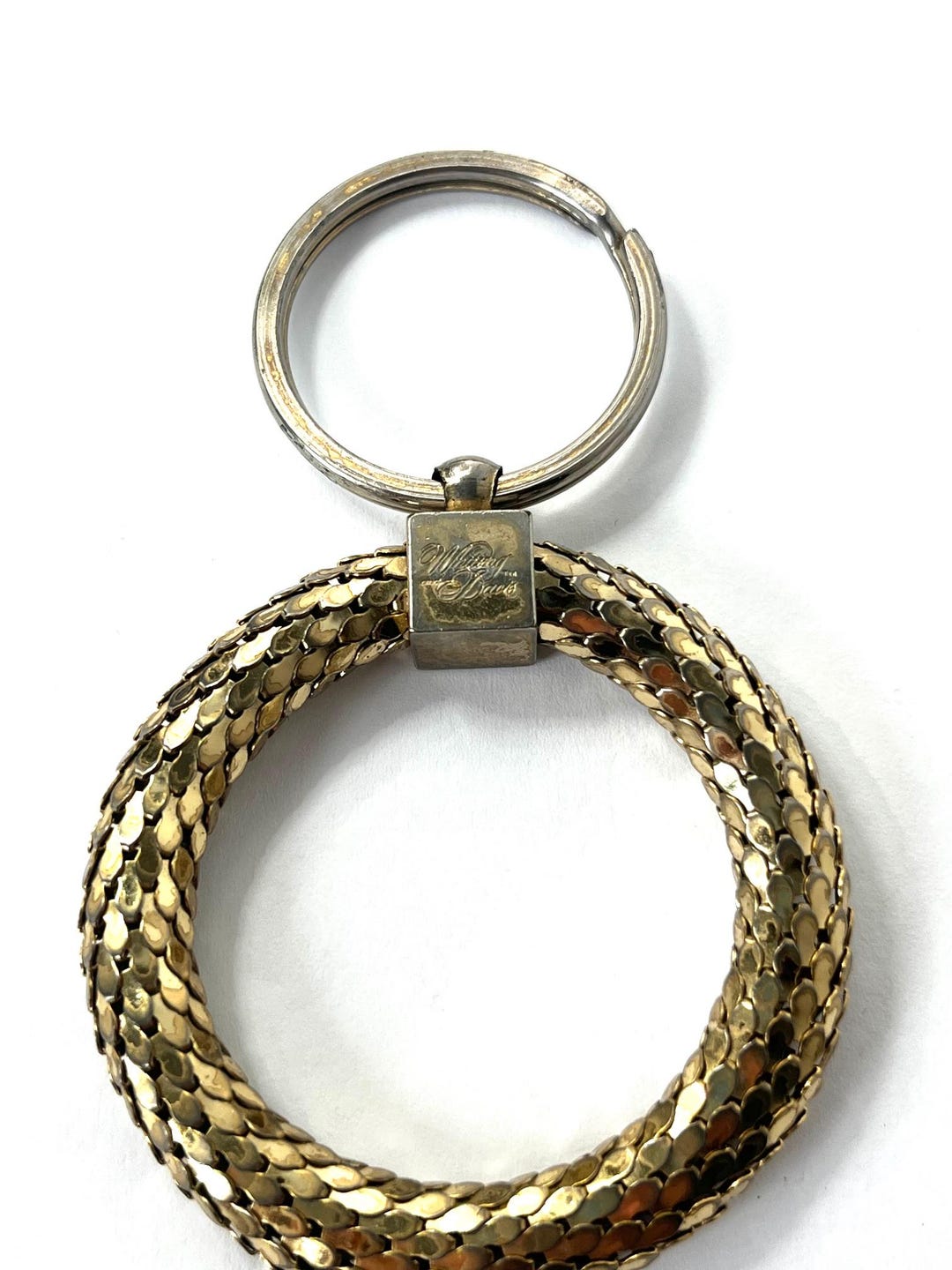 Vintage Whiting and Davis Gold Tone Mesh Keychain, Designer Key Chain ...