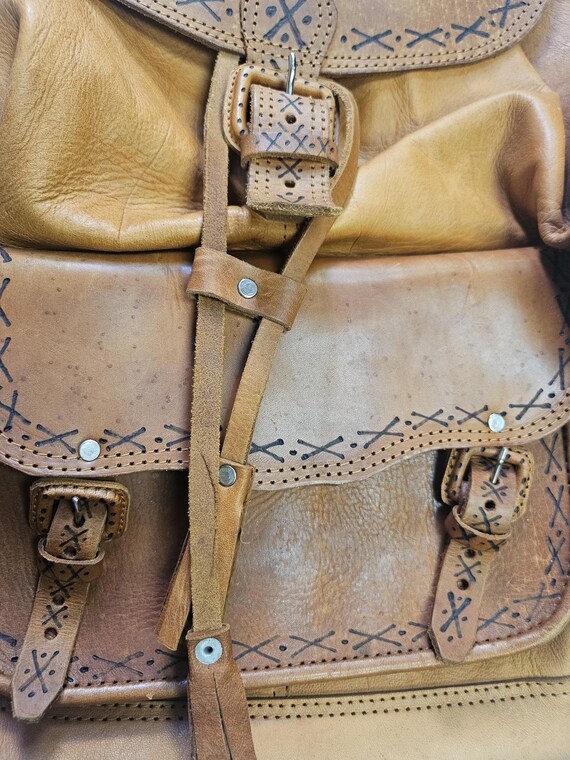 Leather Backpack PENNY Monogram, Vintage Leather Larg… - Gem