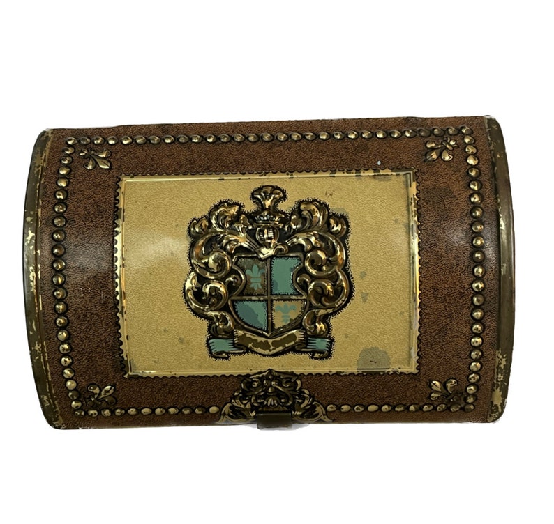 Coat of Arms Metal Box, Vintage Treasure Box, Royal Crest Fleur De Lis ...