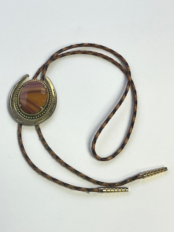 Vintage brown leather bolo - Gem
