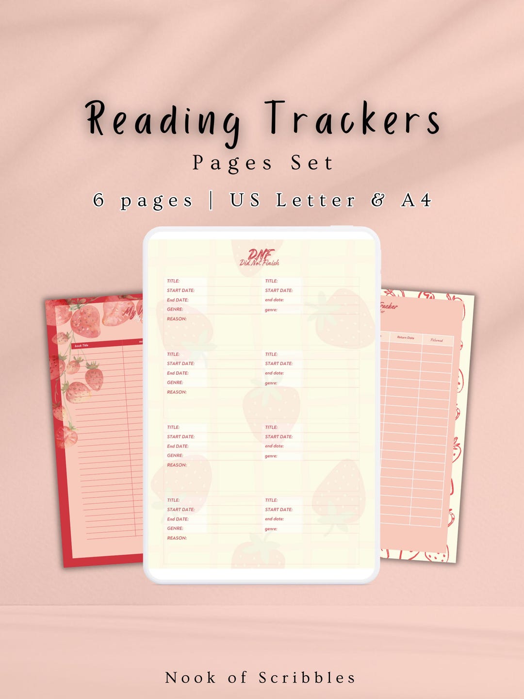 Strawberry Reading Trackers: Printable Reading Log (digital Download ...
