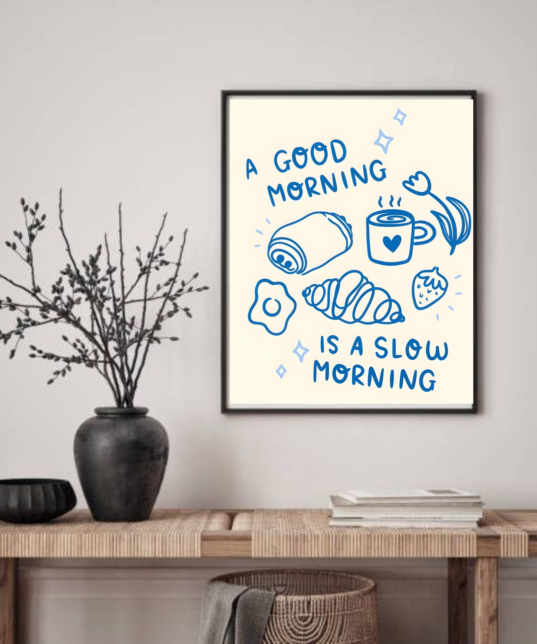Good Morning Slow Morning Printable | Coffee Kitchen Wall Art - Etsy