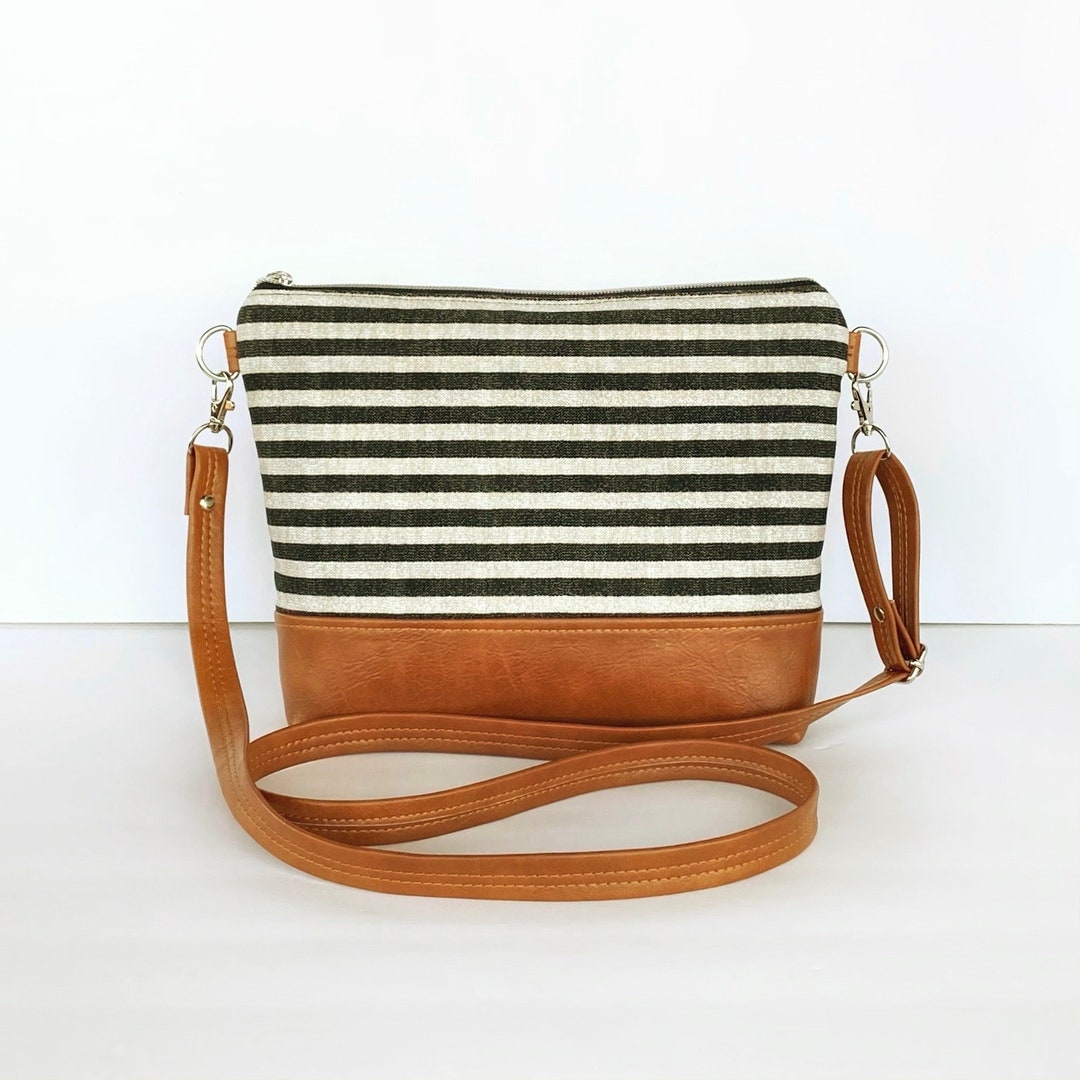 Vegan Leather Canvas Crossbody Bag, Small Crossbody Purse, Canvas ...