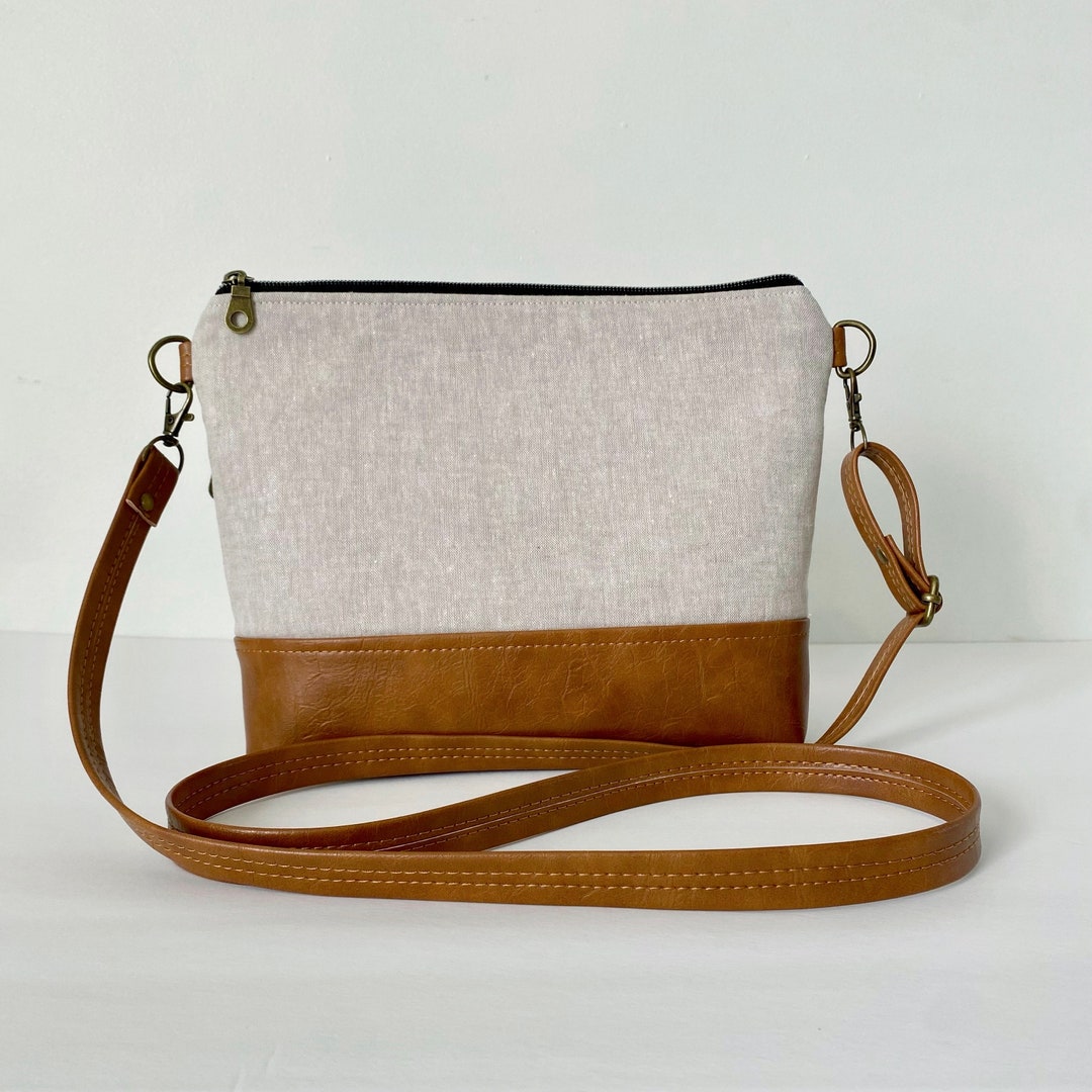 Vegan Leather Canvas Crossbody Bag Small Crossbody Purse Canvas ...