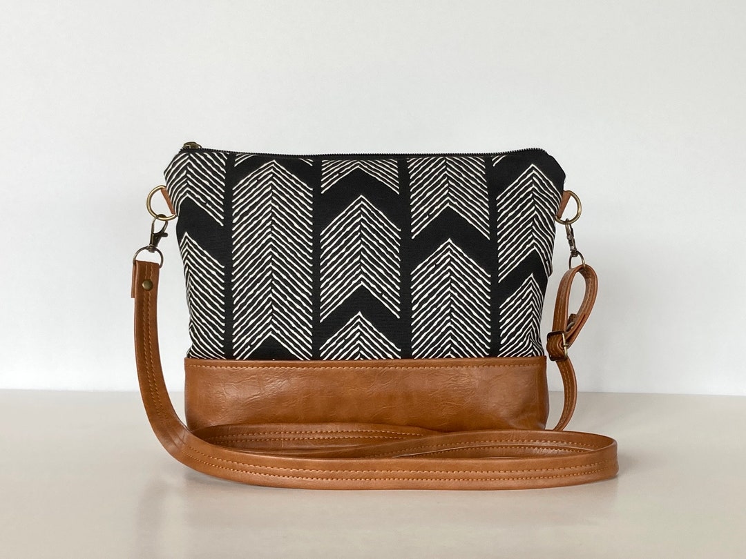 Vegan Leather Canvas Crossbody Bag Small Crossbody Purse Canvas ...