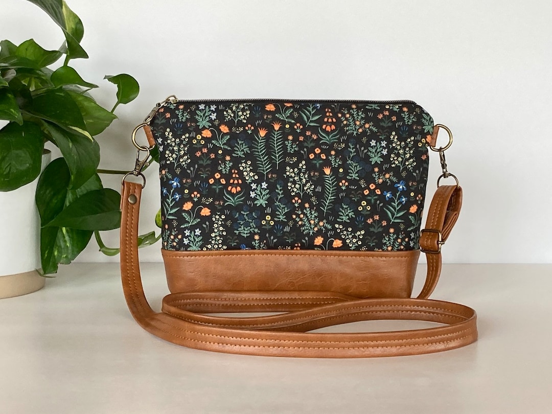 Vegan Leather Canvas Crossbody Bag Small Crossbody Purse Canvas ...