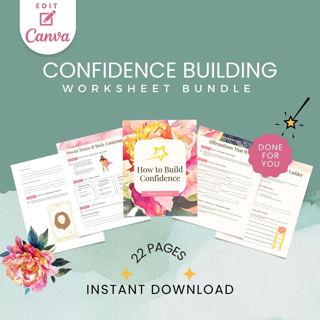 How to Build Confidence Worksheet Bundle, Coaching Worksheets, Done for ...