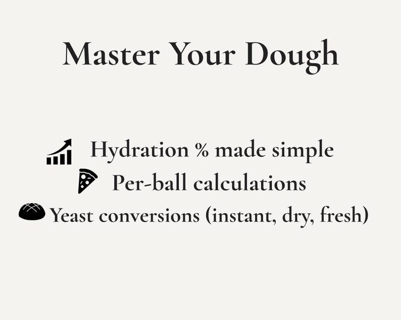 Pizza Dough Calculator (excel) | Hydration % | Per-ball Outputs | Yeast ...