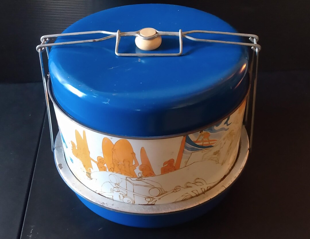 Vintage JL Clark Triple Decker Sports Theme Food Carrier - Etsy