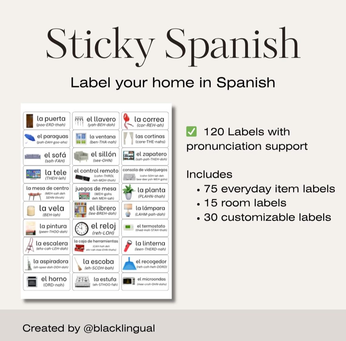Sticky Spanish House Labels for Spanish Learners to Learn Spanish - Etsy