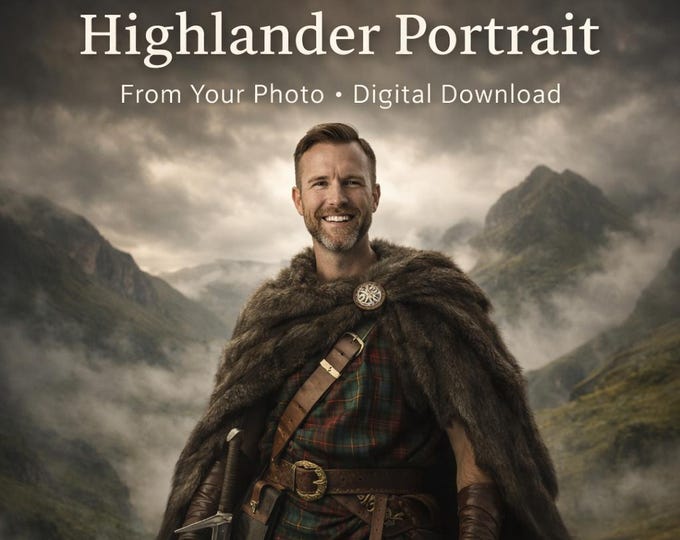 Custom Scottish Highlander Portrait From Your Photo, Kilt Clan Art for ...