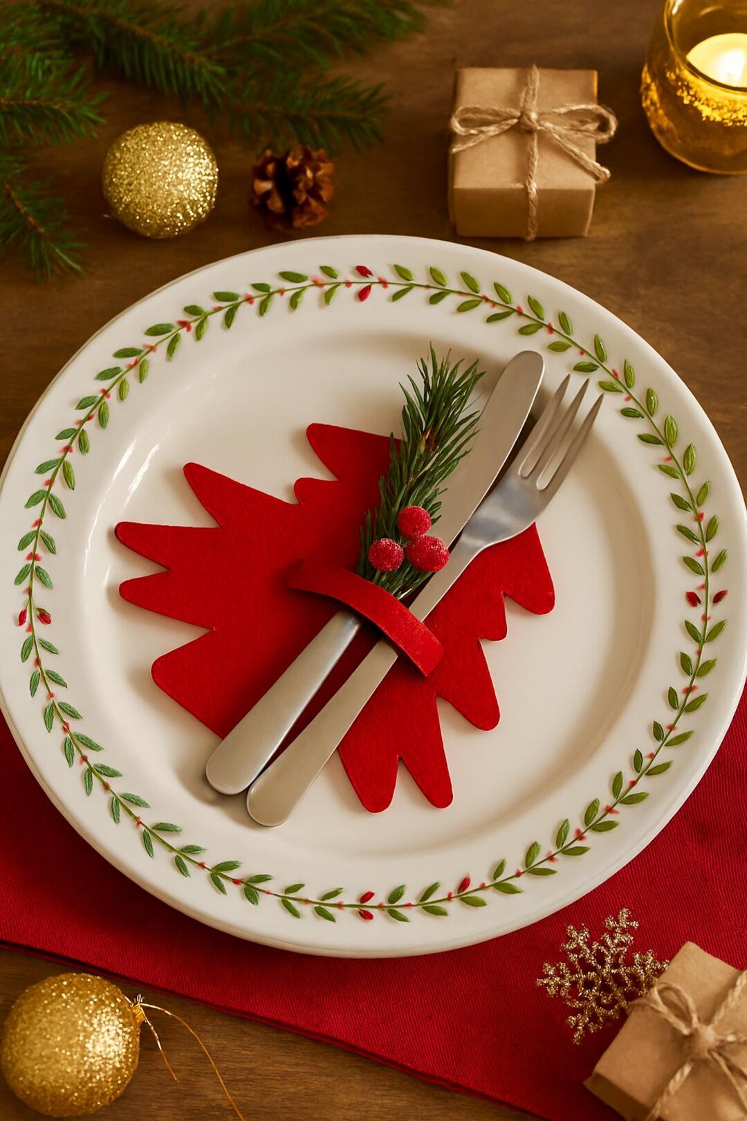 Felt Christmas Tree Cutlery Holder - Holiday Table Decor - Etsy