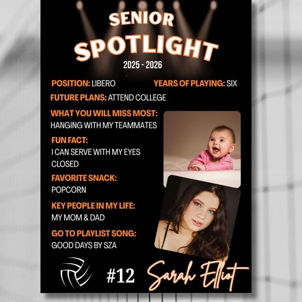 Senior Spotlight Template Digital - Etsy