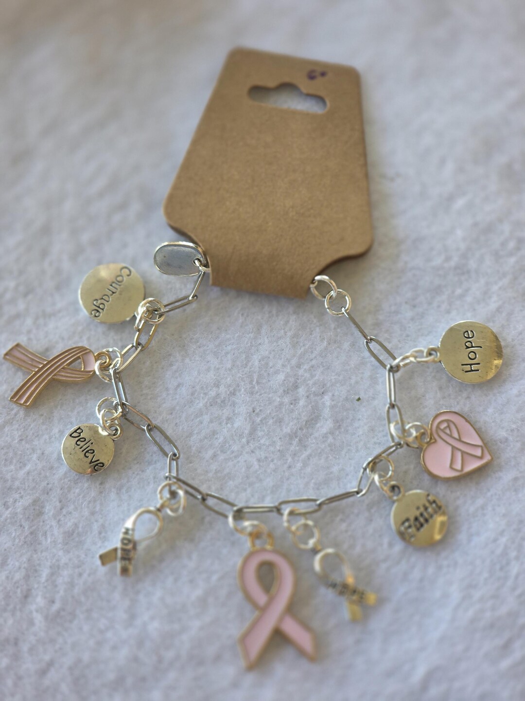 Breast Cancer Charm Braclet - Etsy