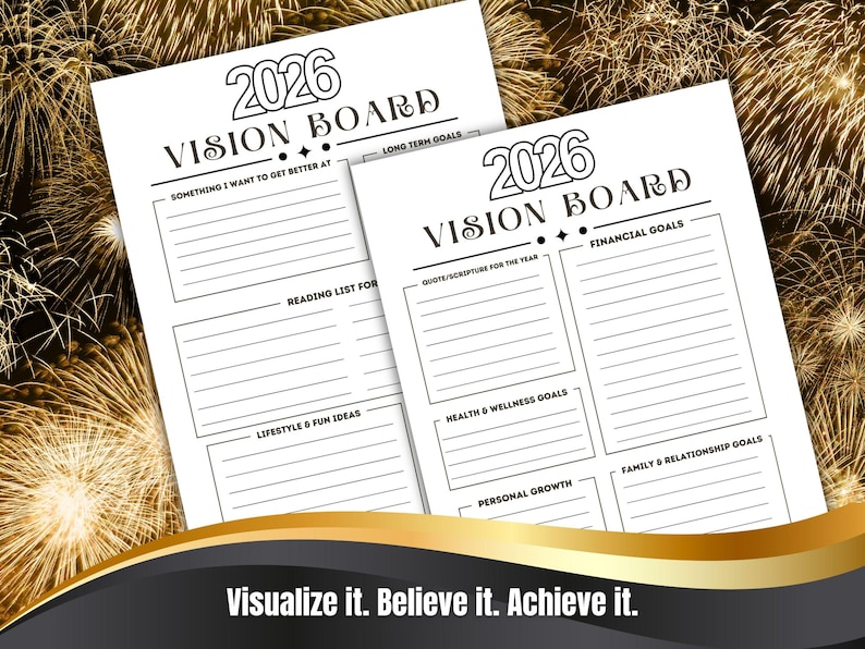 Vision Board, Vision Board Printable, New Years Goals, Manifestation ...