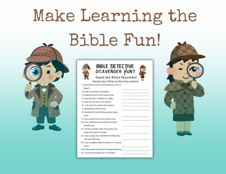 Bible Detective Scavenger Hunt Game, Guess the Bible Character, Bible ...