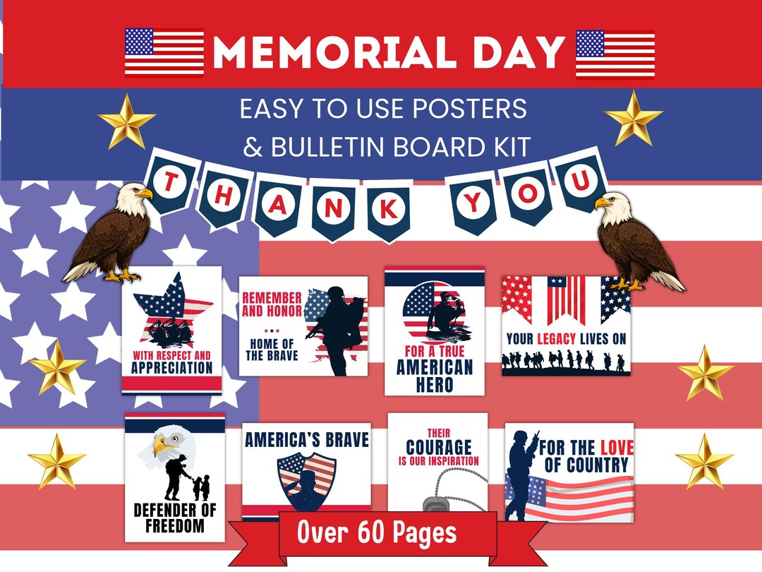 Memorial Day Bulletin Board Kit, Patriotic Classroom Decor, Remembrance ...