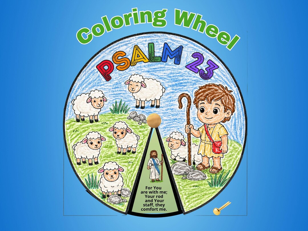 Psalm 23 Wheel Craft, Kids Bible Activity, Color & Cut, Sunday School ...