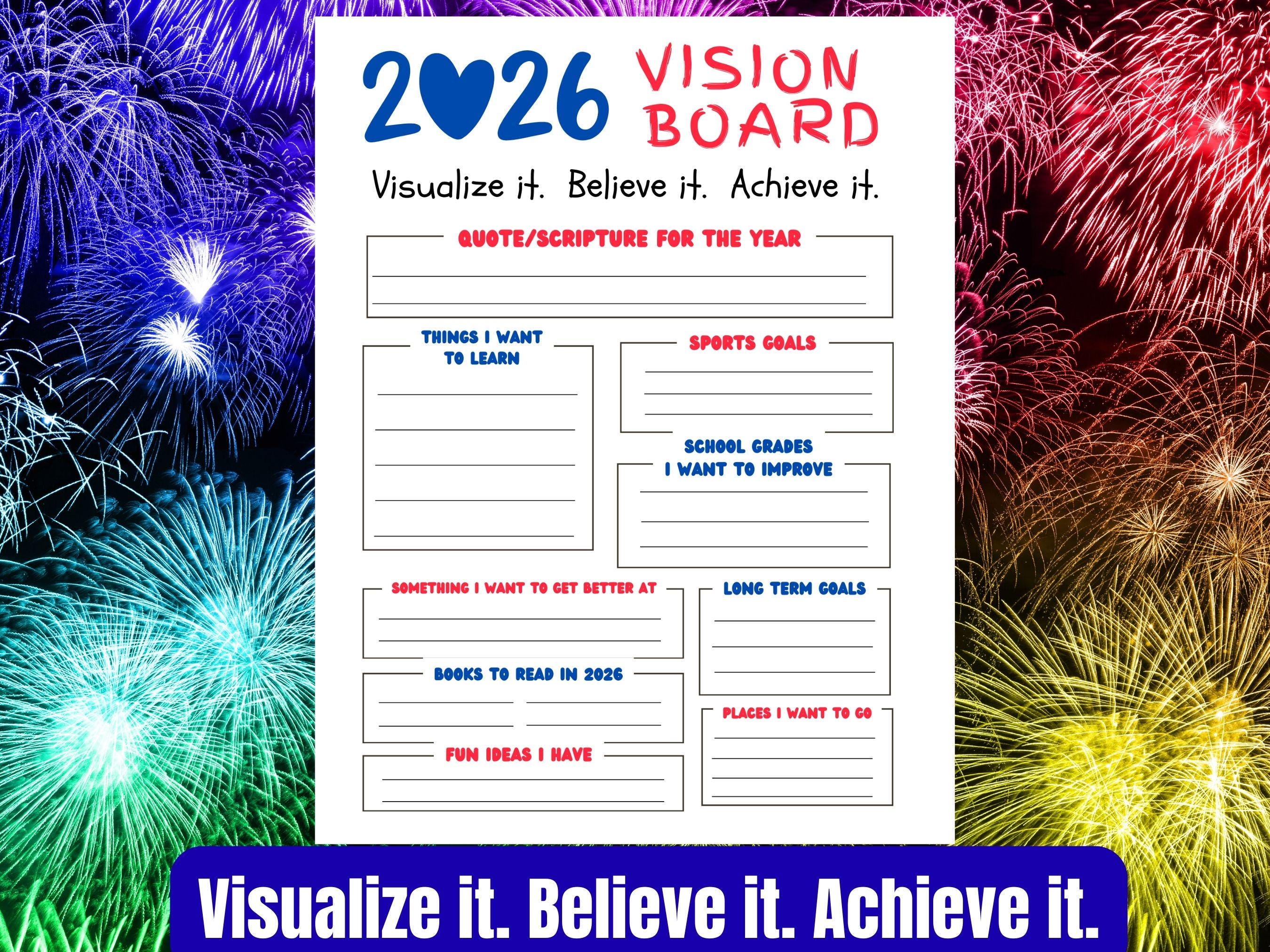Teens Vision Board Printable, Tweens, Children's Vision Board, New ...