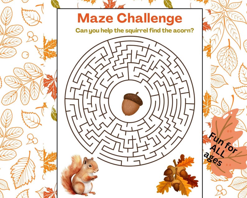 Fall Word Search & Maze Printable, Kids Activity (digital Download) - Etsy