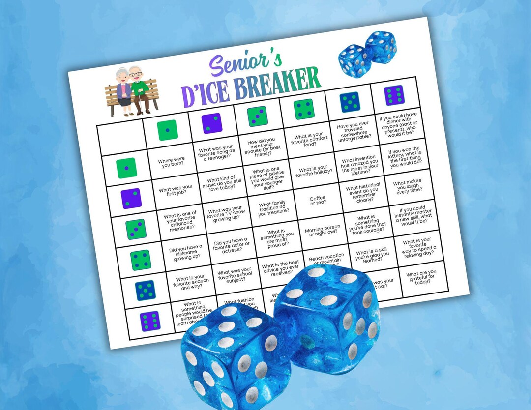 Senior Game, Senior Dice Breaker Game, Senior Citizen Party Game, Dice ...