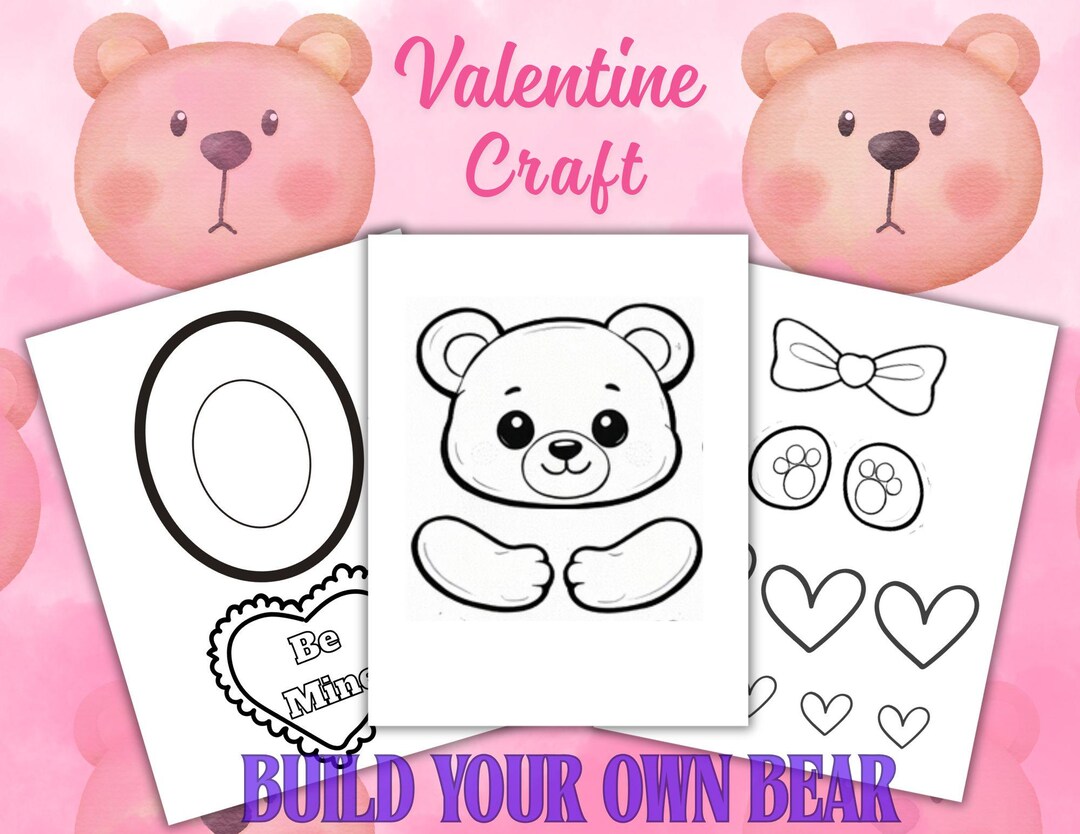 Teddy Bear Valentine Craft, Teddy Bear Color Cut and Paste Activity ...
