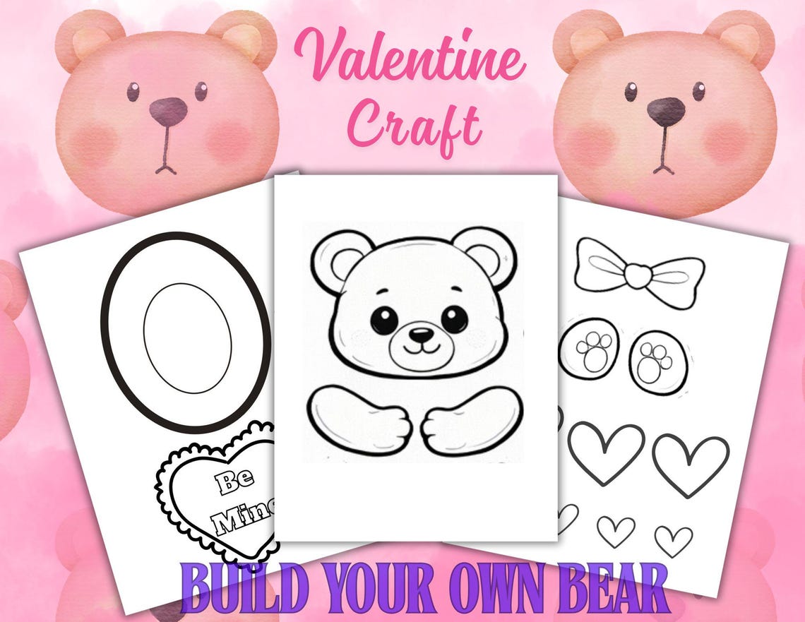 Teddy Bear Valentine Craft, Teddy Bear Color Cut and Paste Activity ...