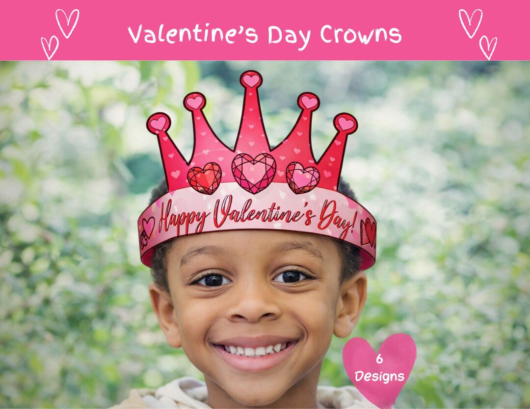 Valentine's Day Paper Crown, Color Cut and Paste Activity, Valentines ...