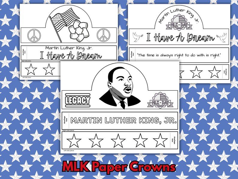 MLK Day, 3 Crown Printable Coloring, MLK Kids Activity, Martin Luther ...