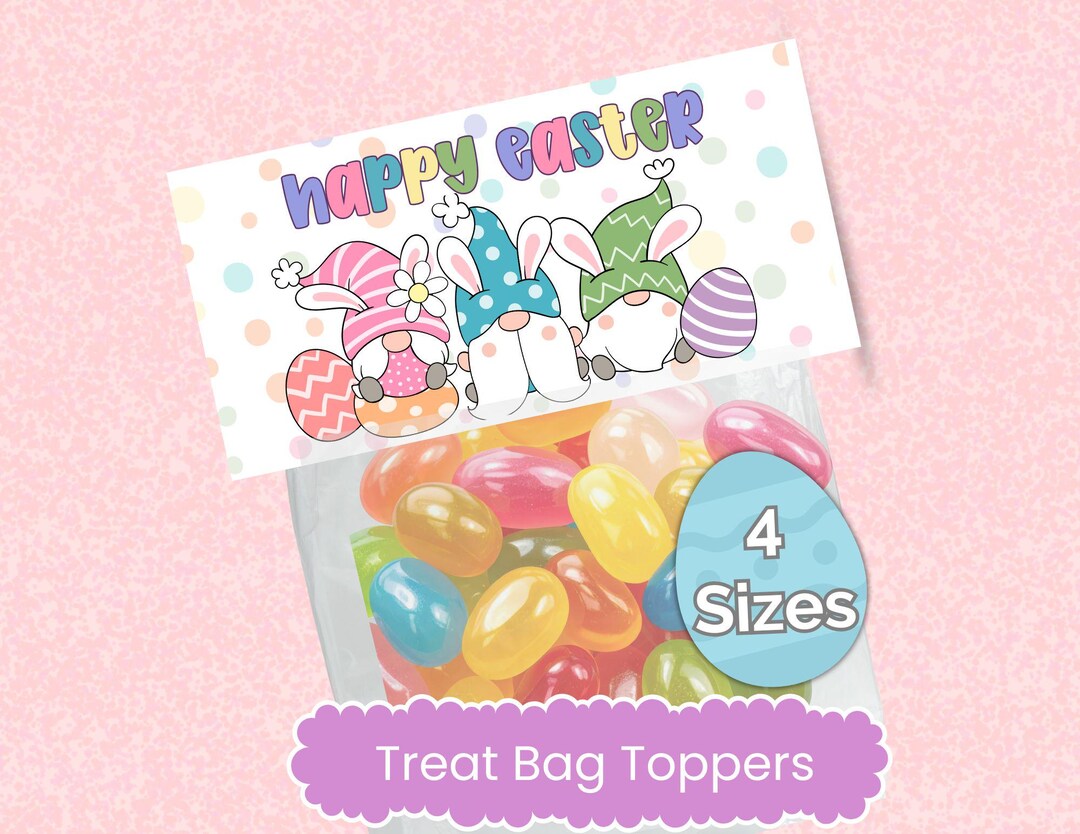 Easter Treat Bag Topper, Easter Gnomes Treat Bag Topper, Easter Gift ...