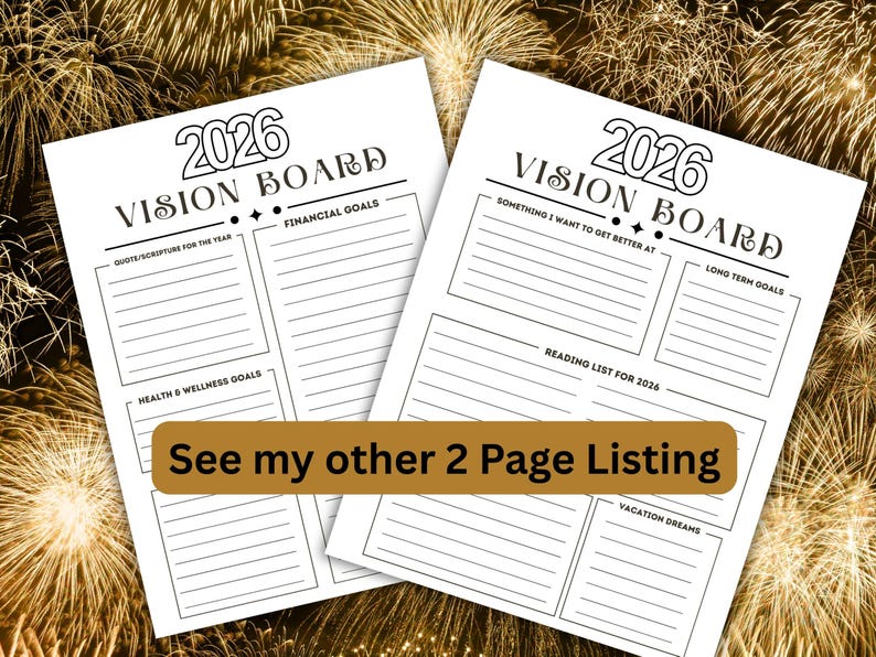 Vision Board, Vision Board Printable, New Years Goals, Manifestation ...
